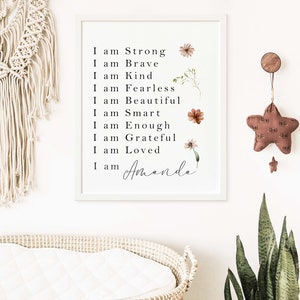 Affirmations Print, Custom Affirmations, Girls Affirmations Print ...