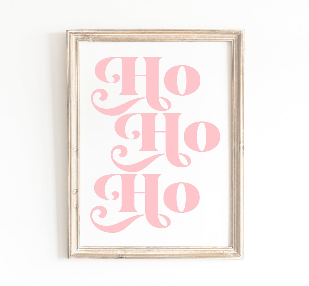 Hohoho Print, Hohoho Printable, Pink Hohoho Print, Pink Christmas Print ...