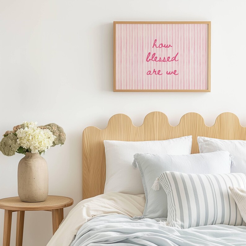 Pink How Blessed Are We Print, Landscape Christian Wall Art, Trendy ...