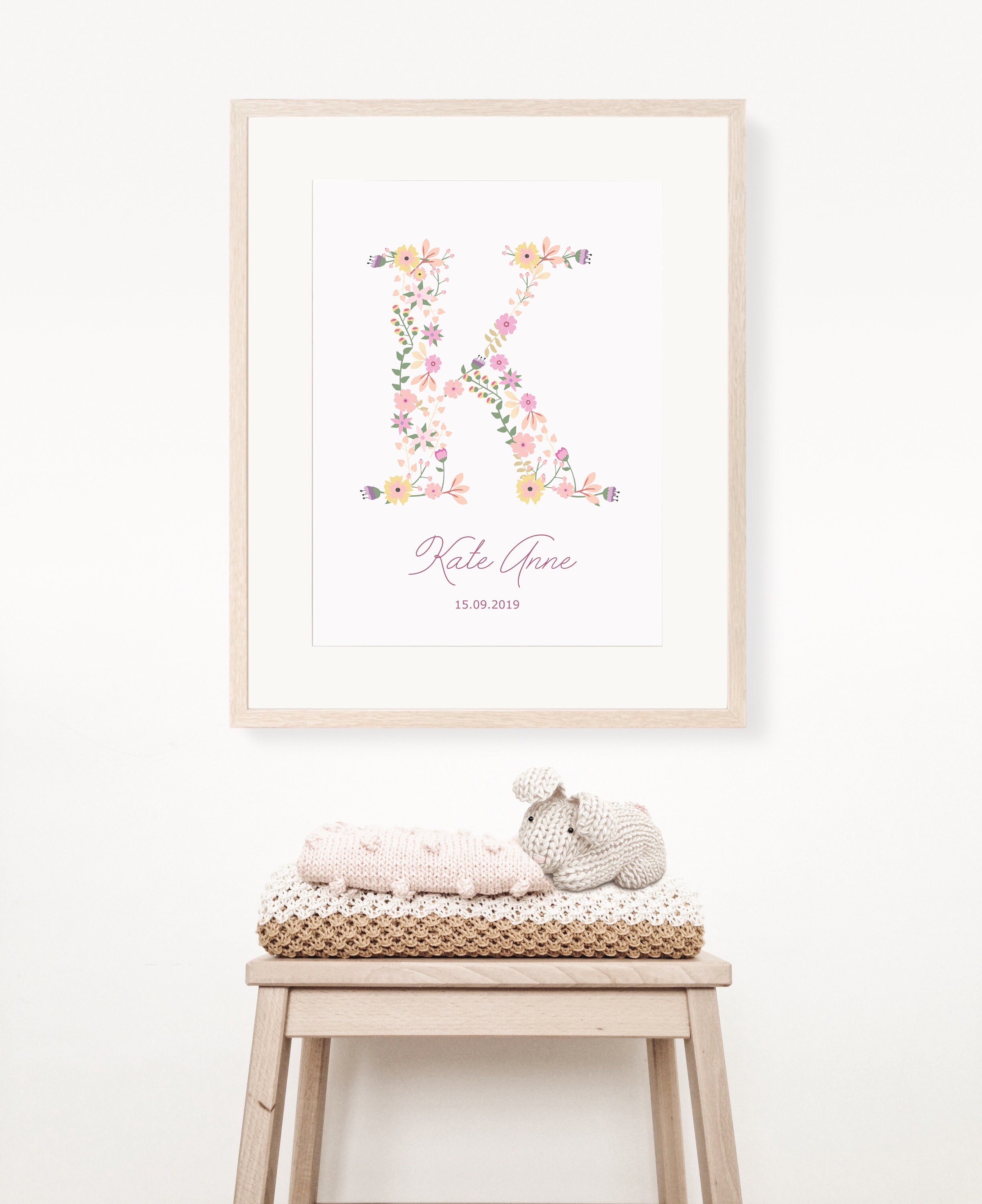 Personalised Birth Print Birth Poster Flower Nursery Letter - Etsy