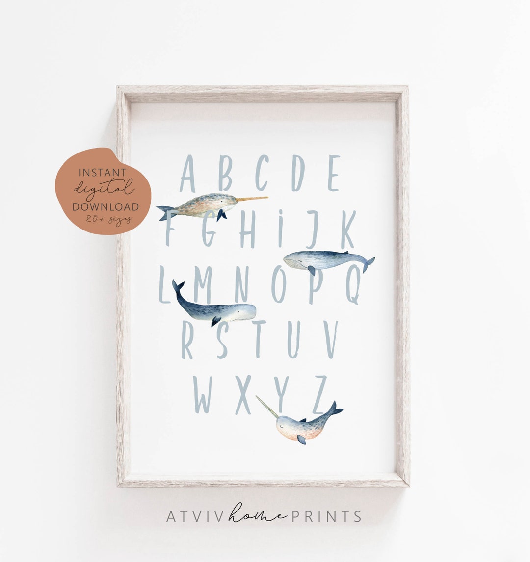 Ocean Alphabet Print, Nautical Alphabet Print, Nursery Print, Nautical ...