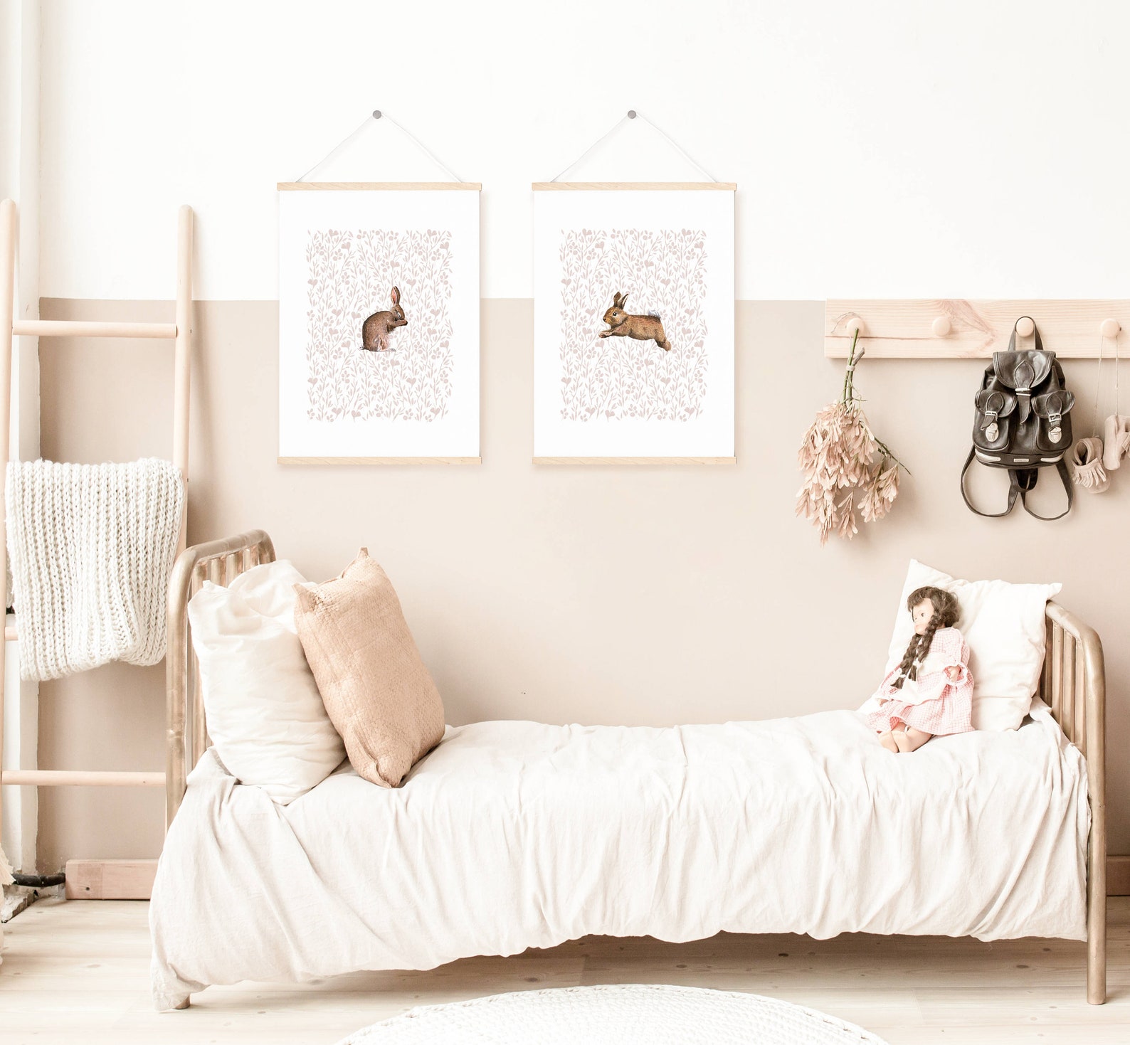 Bunny Nursery Print Set, Bunny Nursery Art, Cute Bunnies, Woodland ...