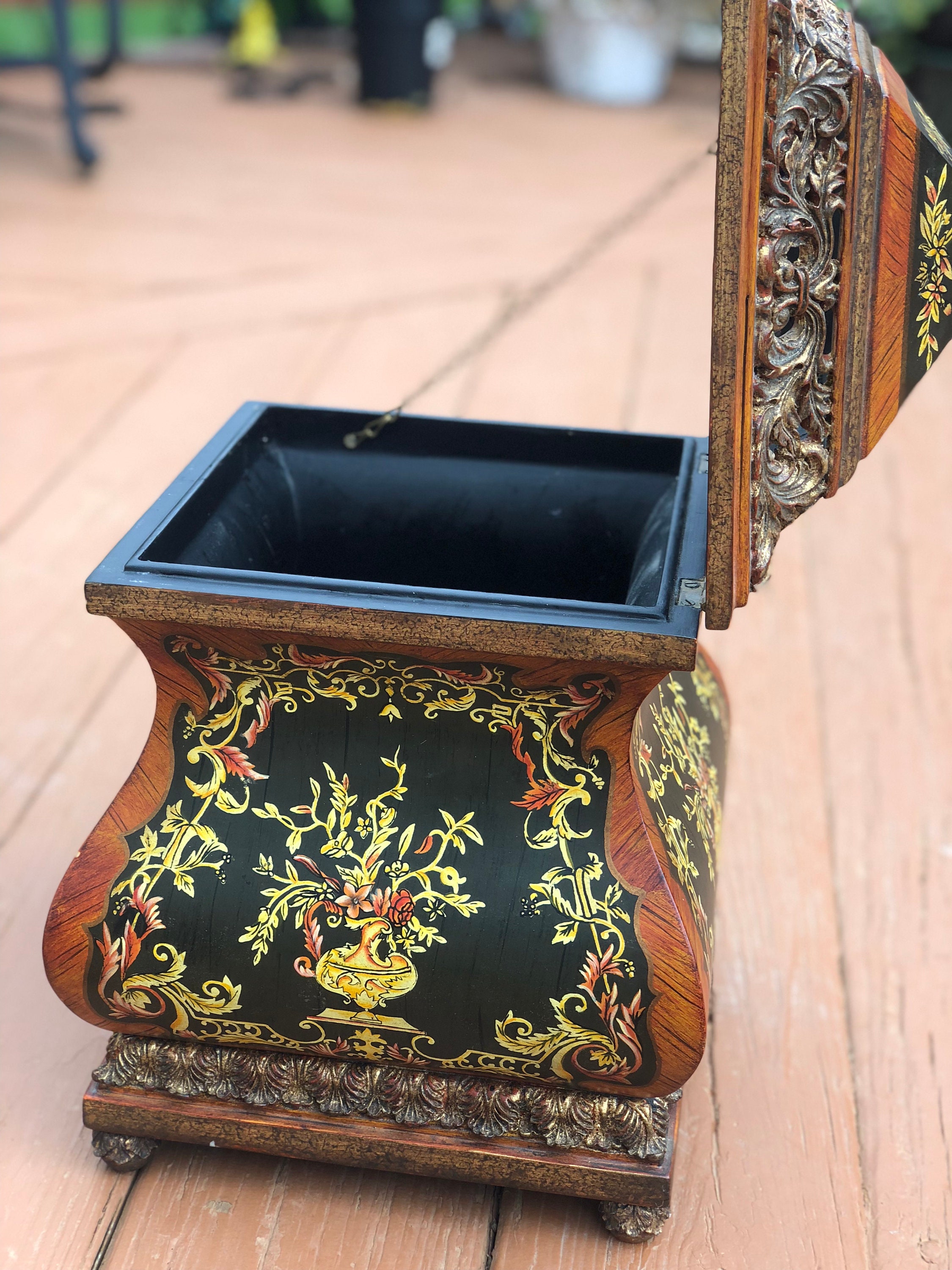 Decorative Asian-inspired Hand Painted Box Chest Castilian - Etsy