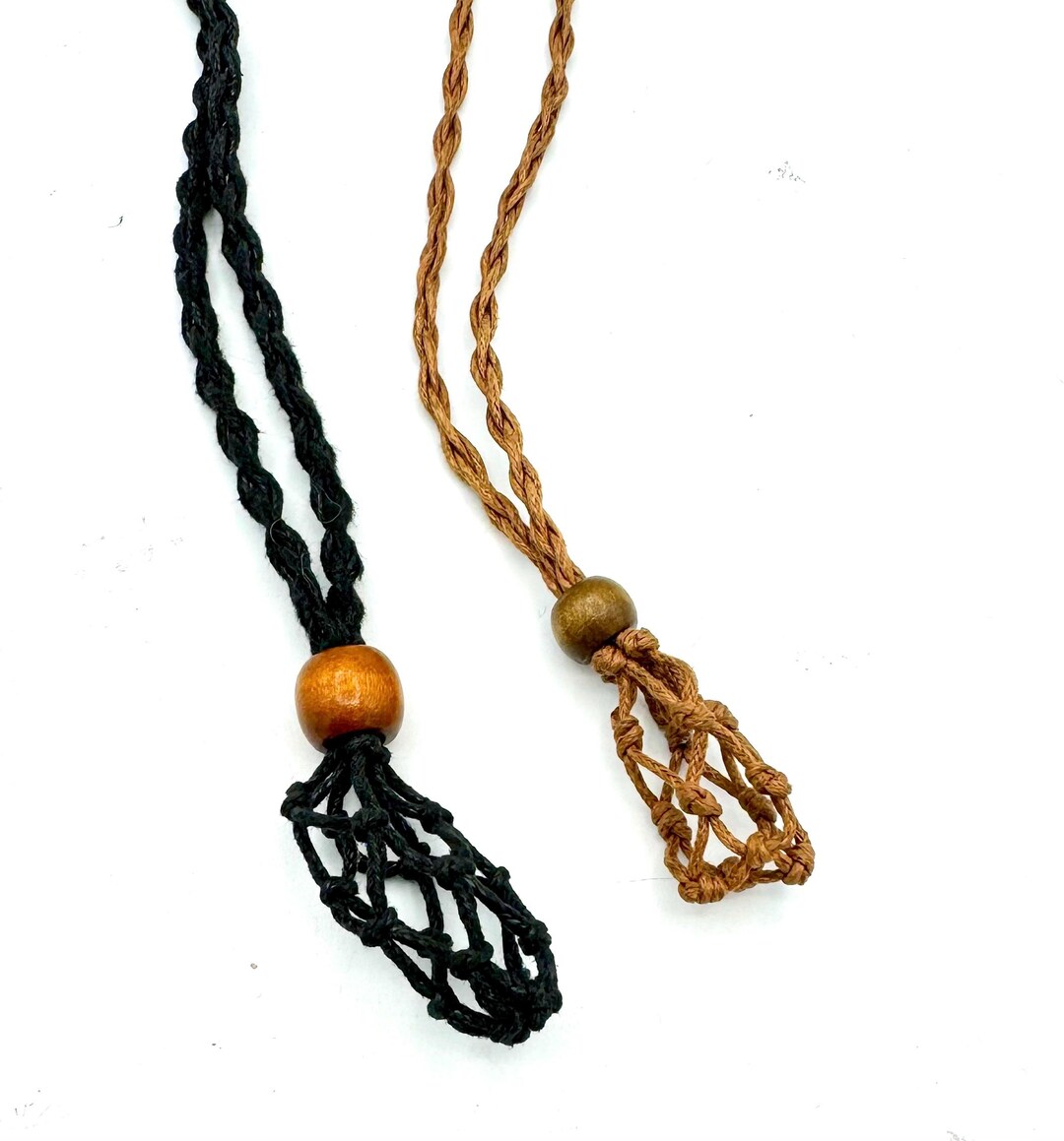 Macrame Cage Crystal Holder Necklace Crystal Pouch Necklace Stone ...