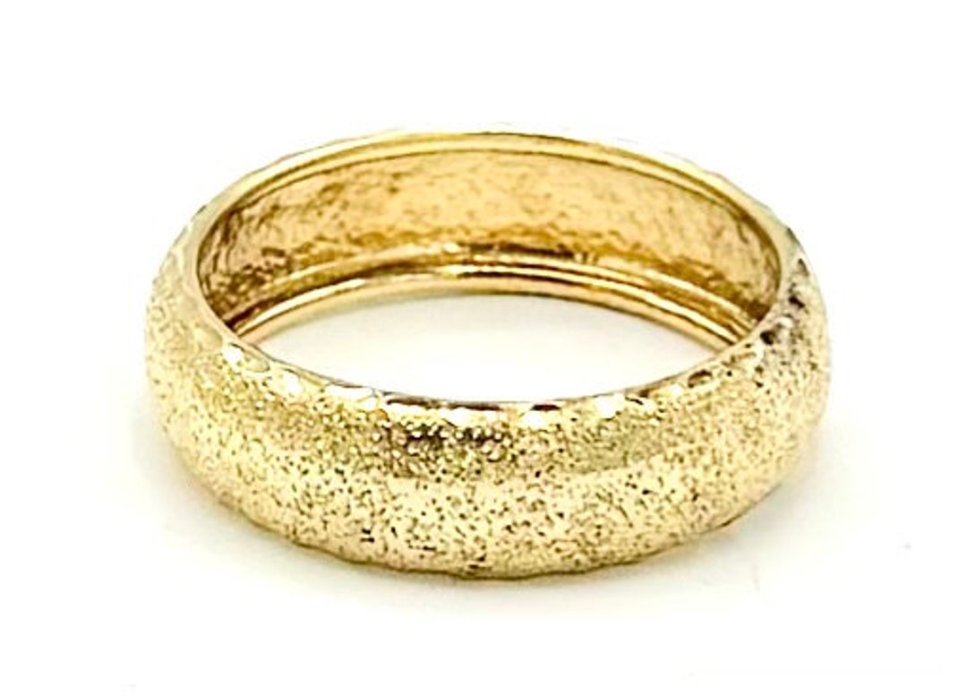 14 Kt Solid Gold Band Ring Size 8 Textured Yellow Gold Signed Splendori ...