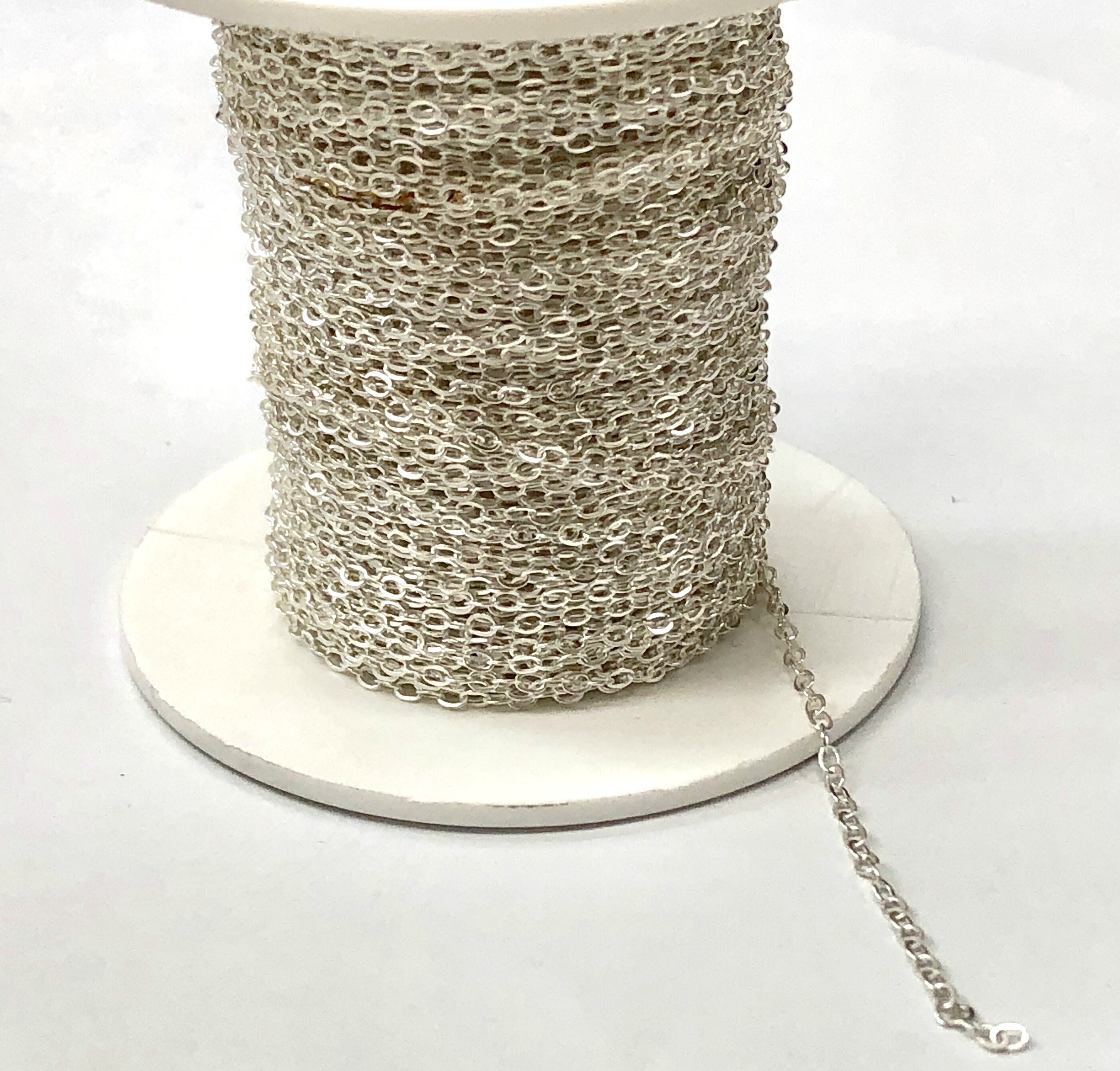 Sterling Silver Flat Chain by the Foot Flat Italian 925 - Etsy