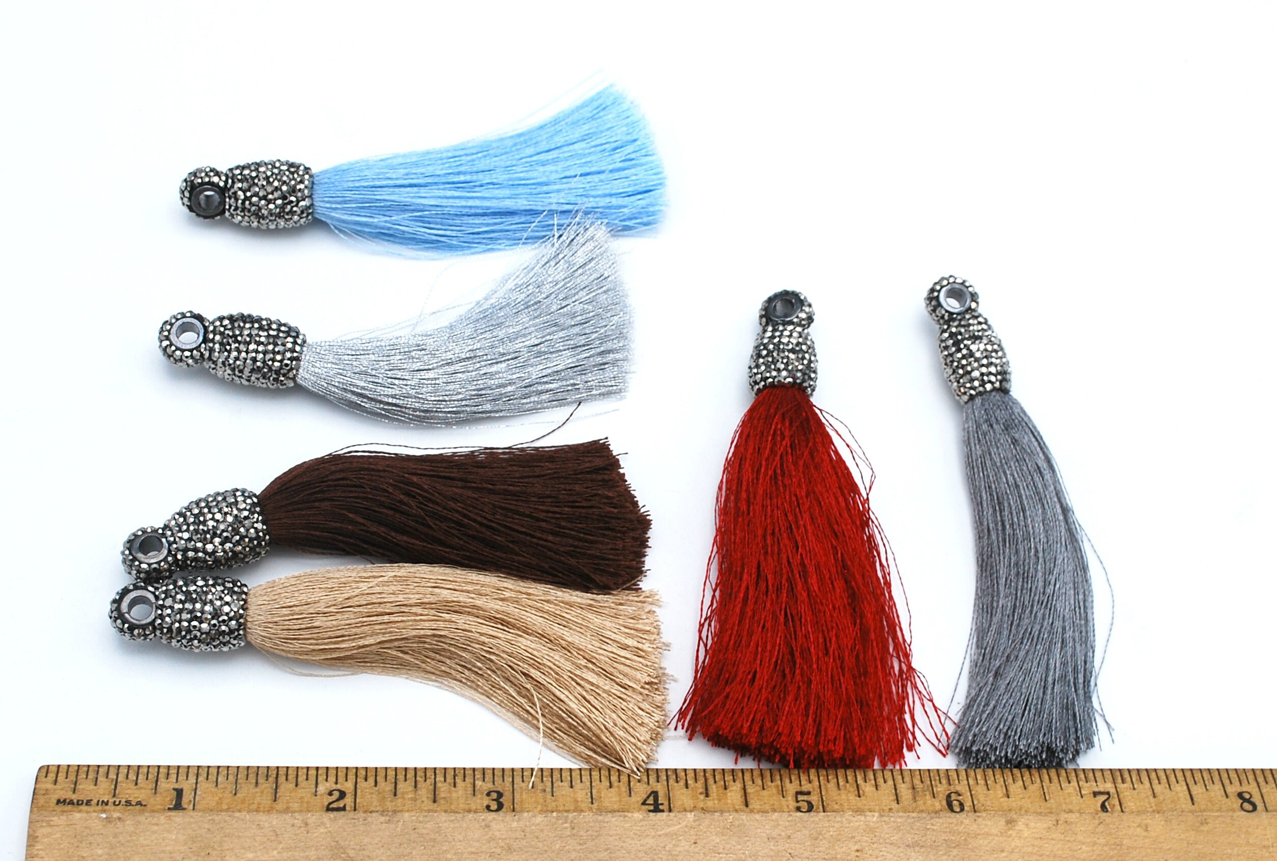 3 1/2 Inch Silk Tassel With Grey Crystal Old Stock Turkey Silk | Etsy