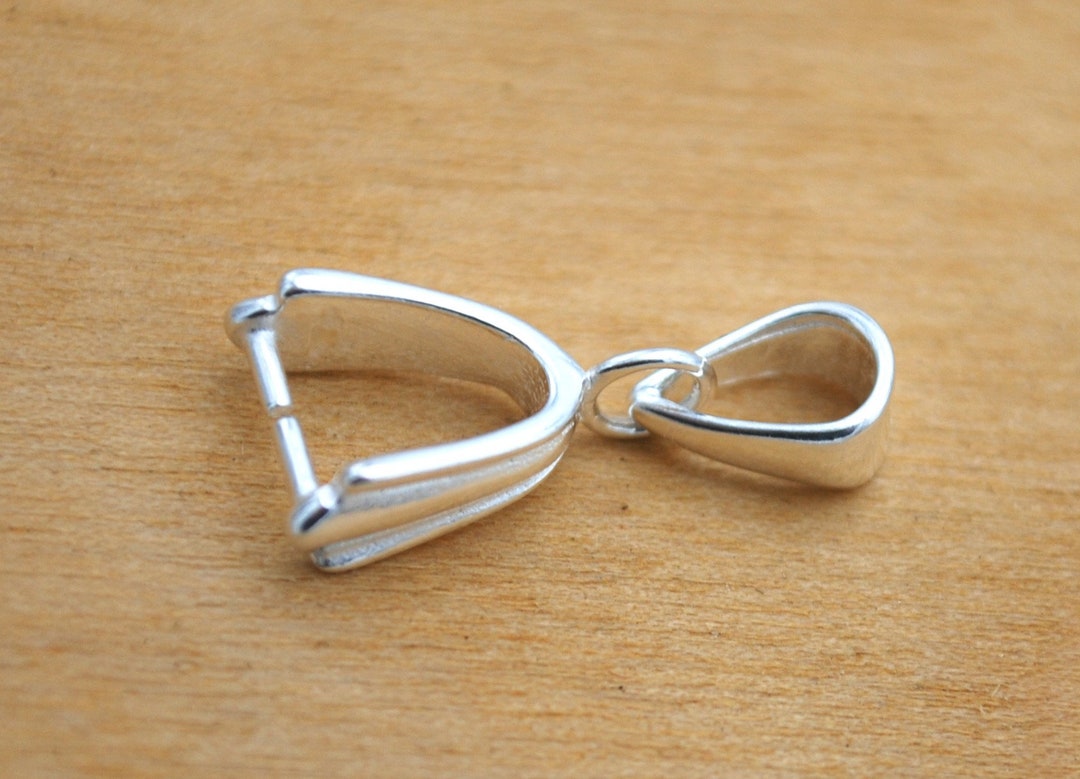 Sterling Silver Pinch Bail Pendant Dangle Double Bail Jewelry Findings ...