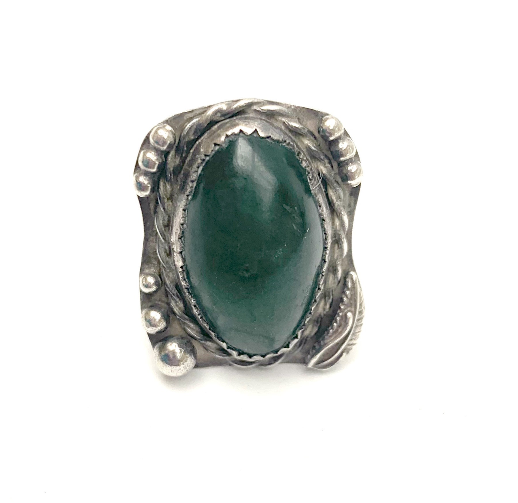 Navajo Green Jasper Sterling Ring American Size 4 1/2 Green | Etsy