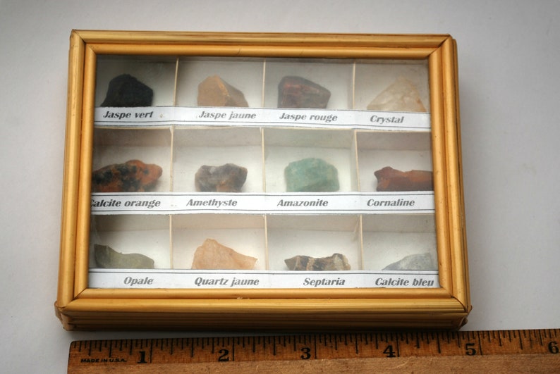 Gemstone Collection Box vintage mineral specimen sample gift | Etsy