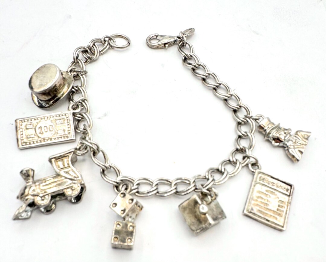 Monopoly Charm Bracelet Parker Brothers Silver Tone Cha Cha Braclet - Etsy