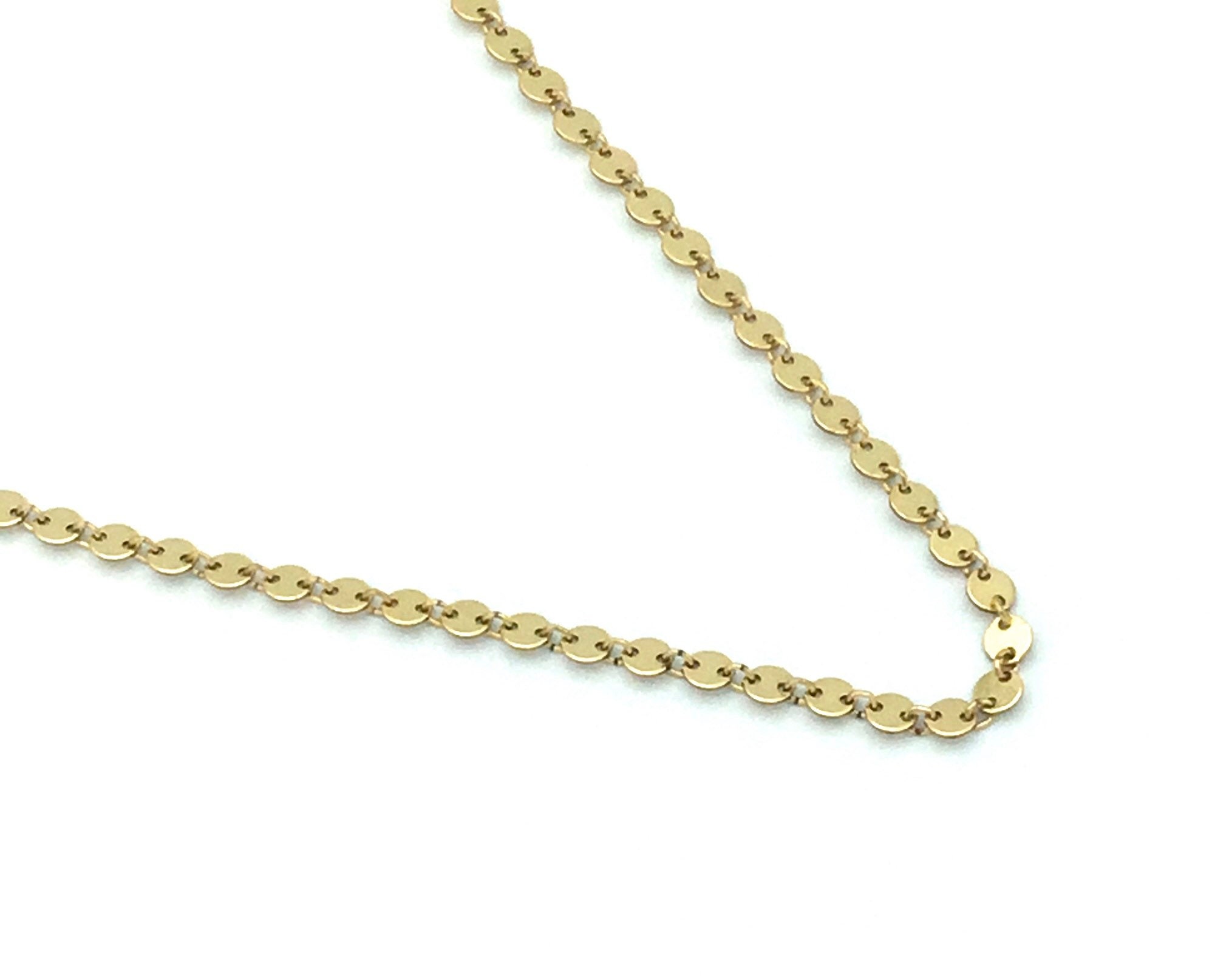 14 kt Gold filled disk Chain by the foot flat circle disk | Etsy