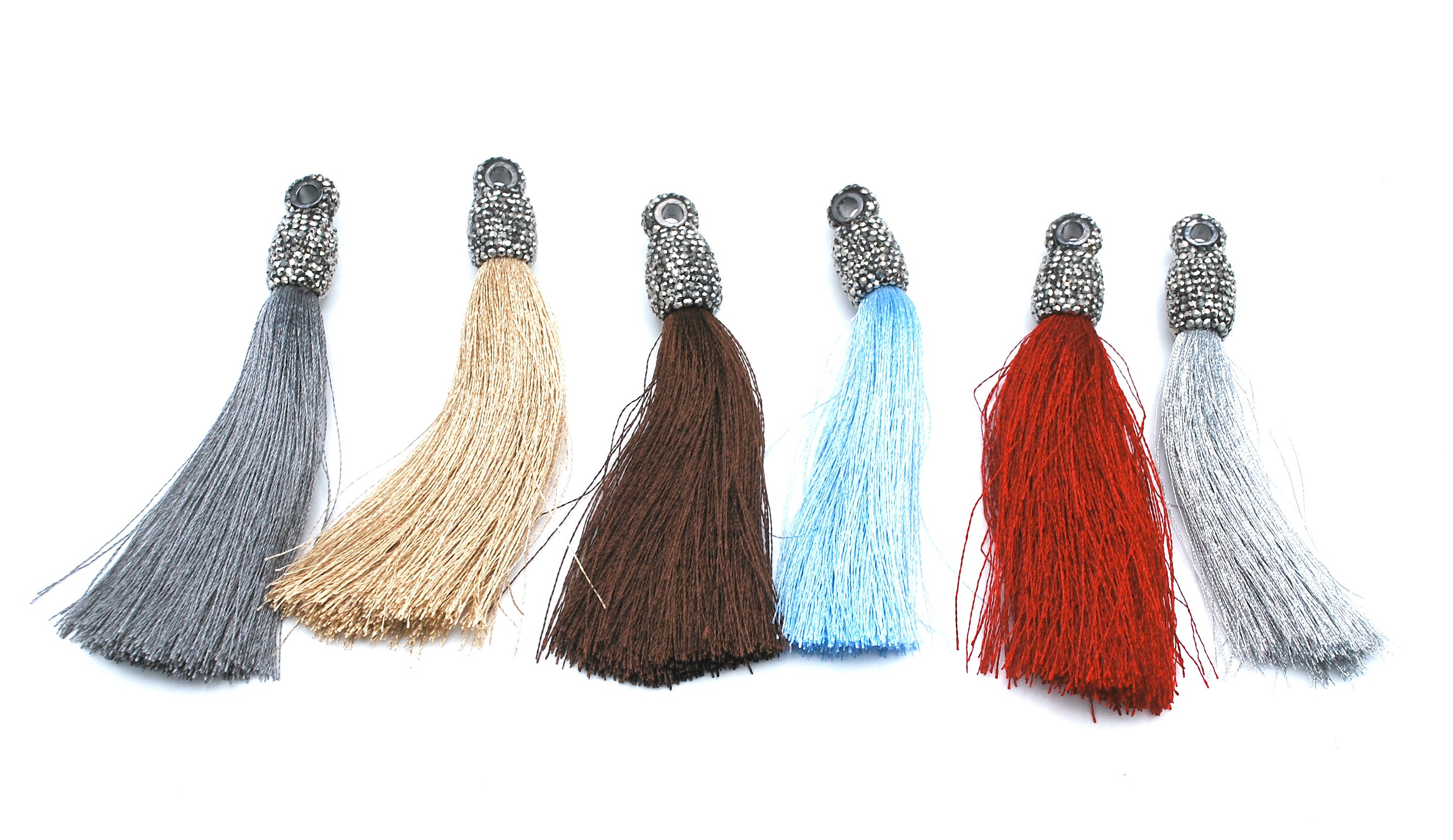 3 1/2 Inch Silk Tassel With Grey Crystal Old Stock Turkey Silk - Etsy