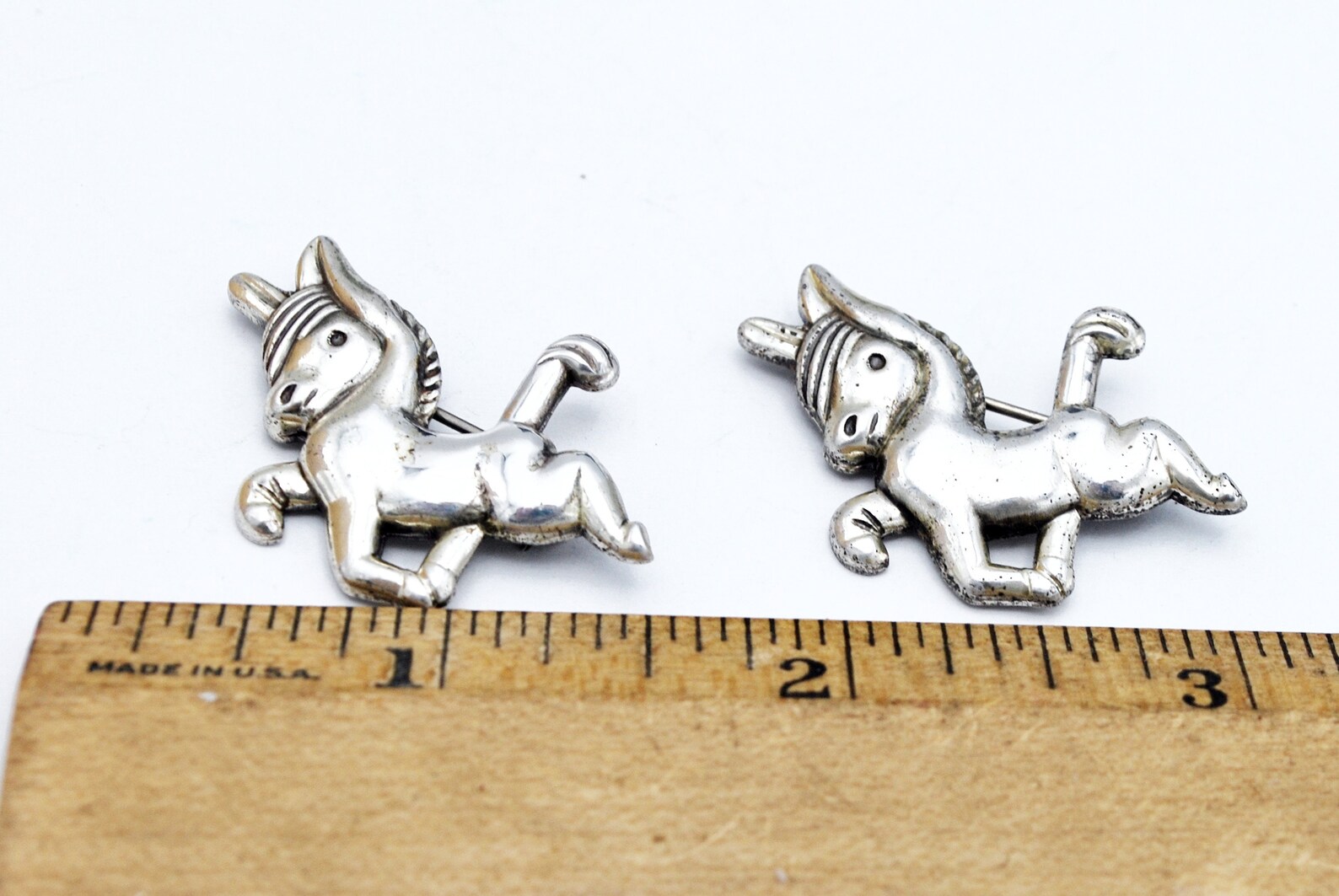 Coro Sterling Silver Donkey Pins Two Trotting Horses Scatter Pins - Etsy