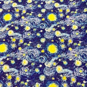 Custom Made Vinyl Starry Night Vincent Van Gogh Blue Yellow Moon Water ...