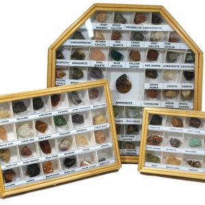 Gemstone Collection Box Vintage Mineral Specimen Sample Gift for Rock ...