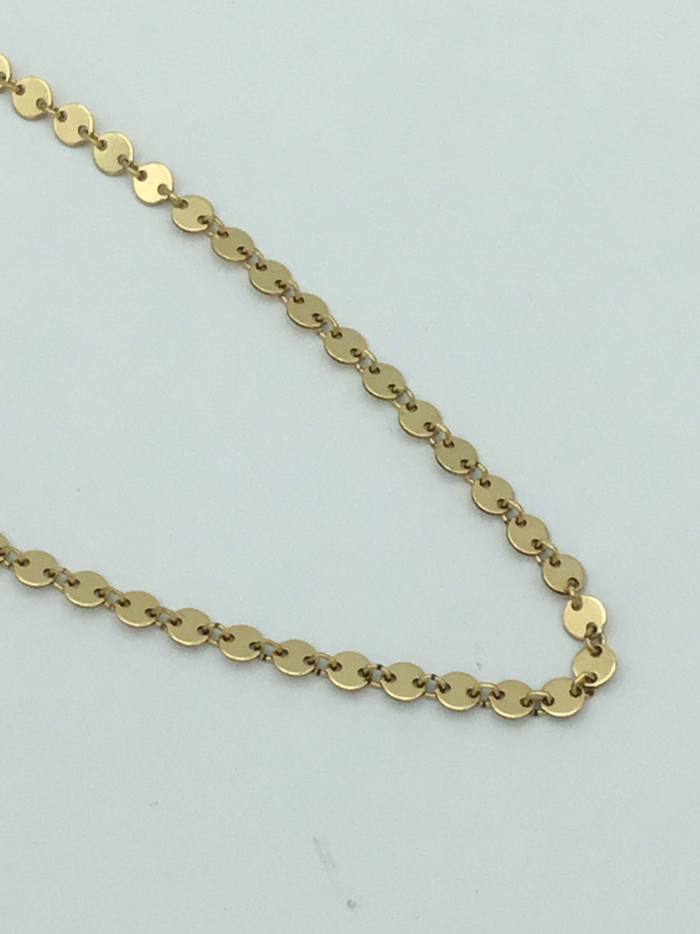 14 kt Gold filled disk Chain by the foot flat circle disk | Etsy