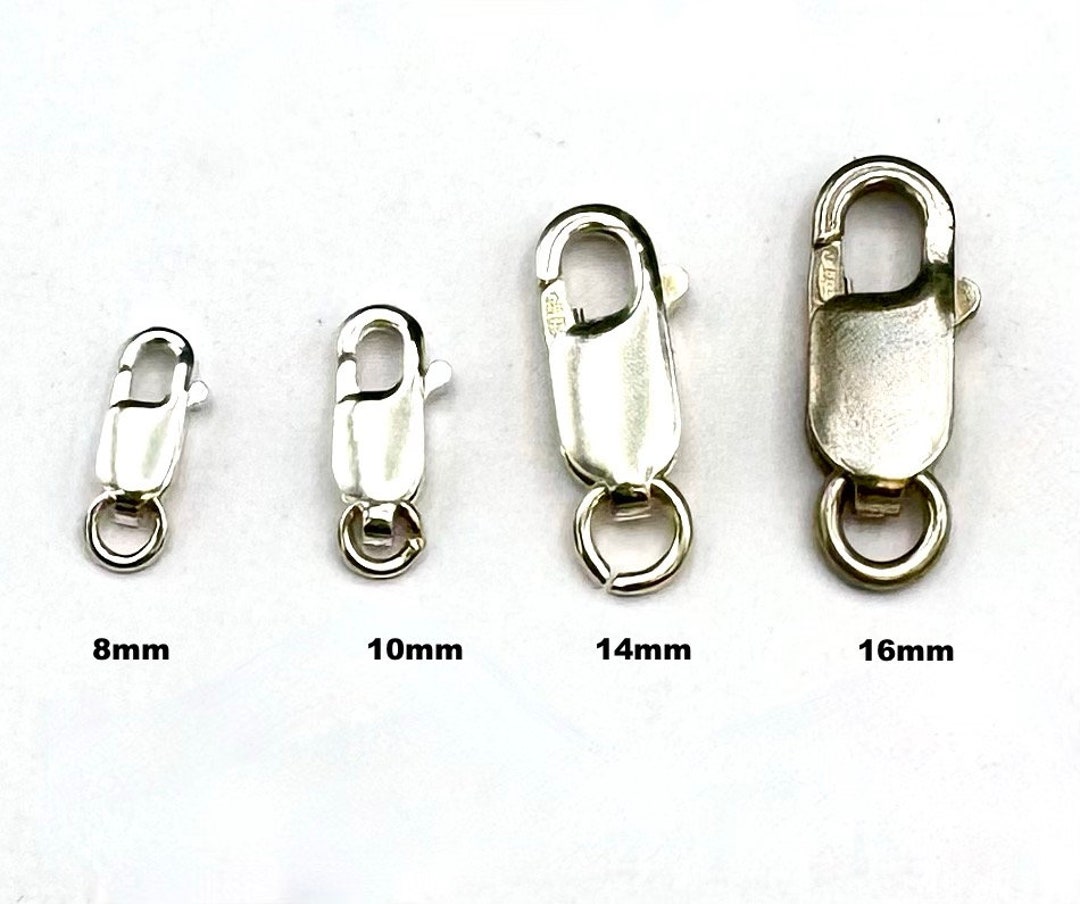 Sterling Silver Flat Lobster Clasps With Ring 8mm 10mm 12mm14mm 16mm ...