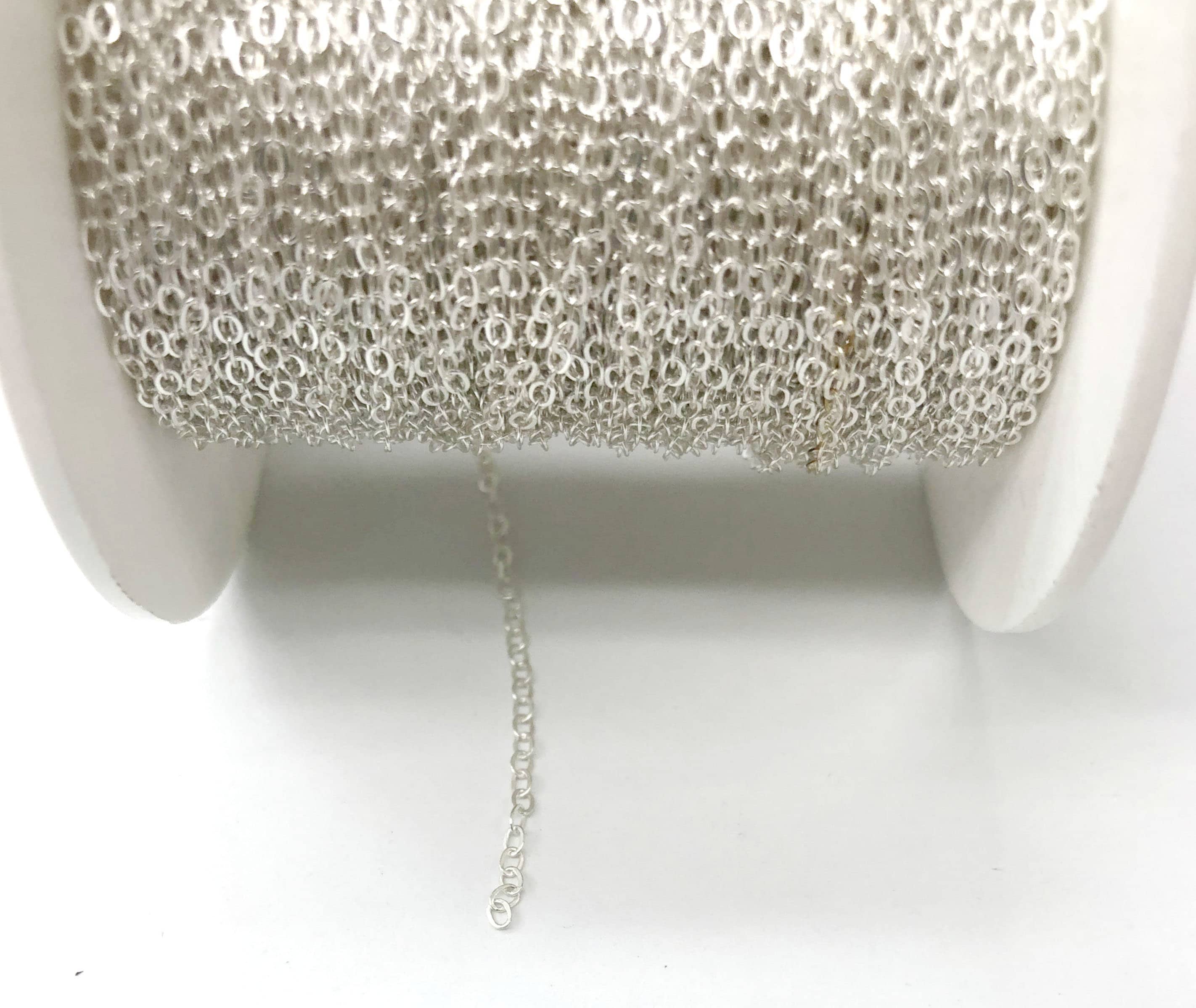 Sterling Silver Flat Chain by the Foot Flat Italian 925 Sterling Silver ...