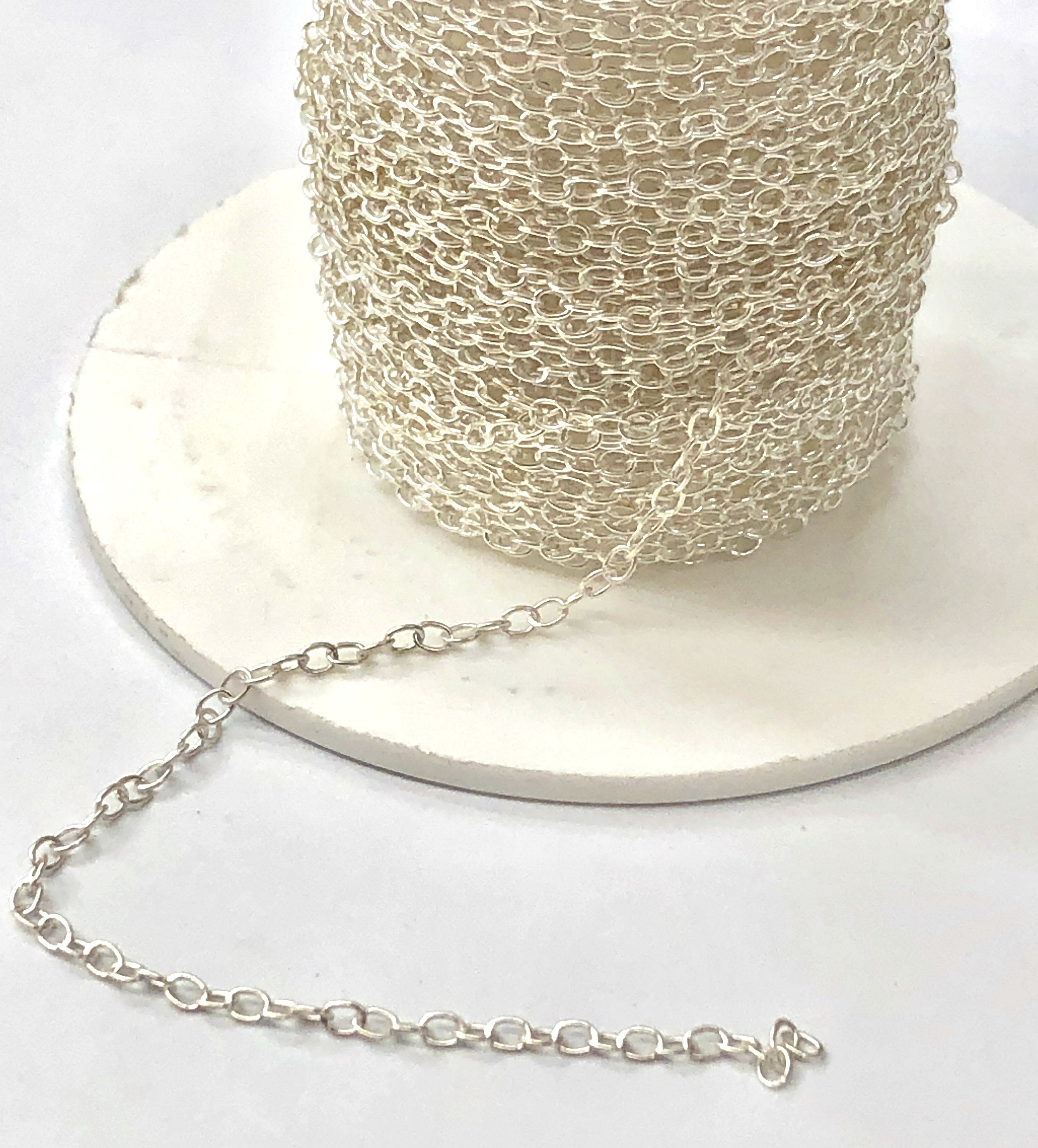 Sterling Silver Chain by the Foot Cable 925 Sterling Silver Wholesale ...