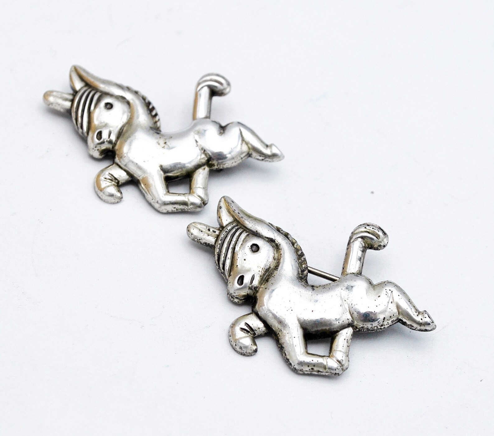 Coro Sterling Silver Donkey Pins Two Trotting Horses Scatter - Etsy
