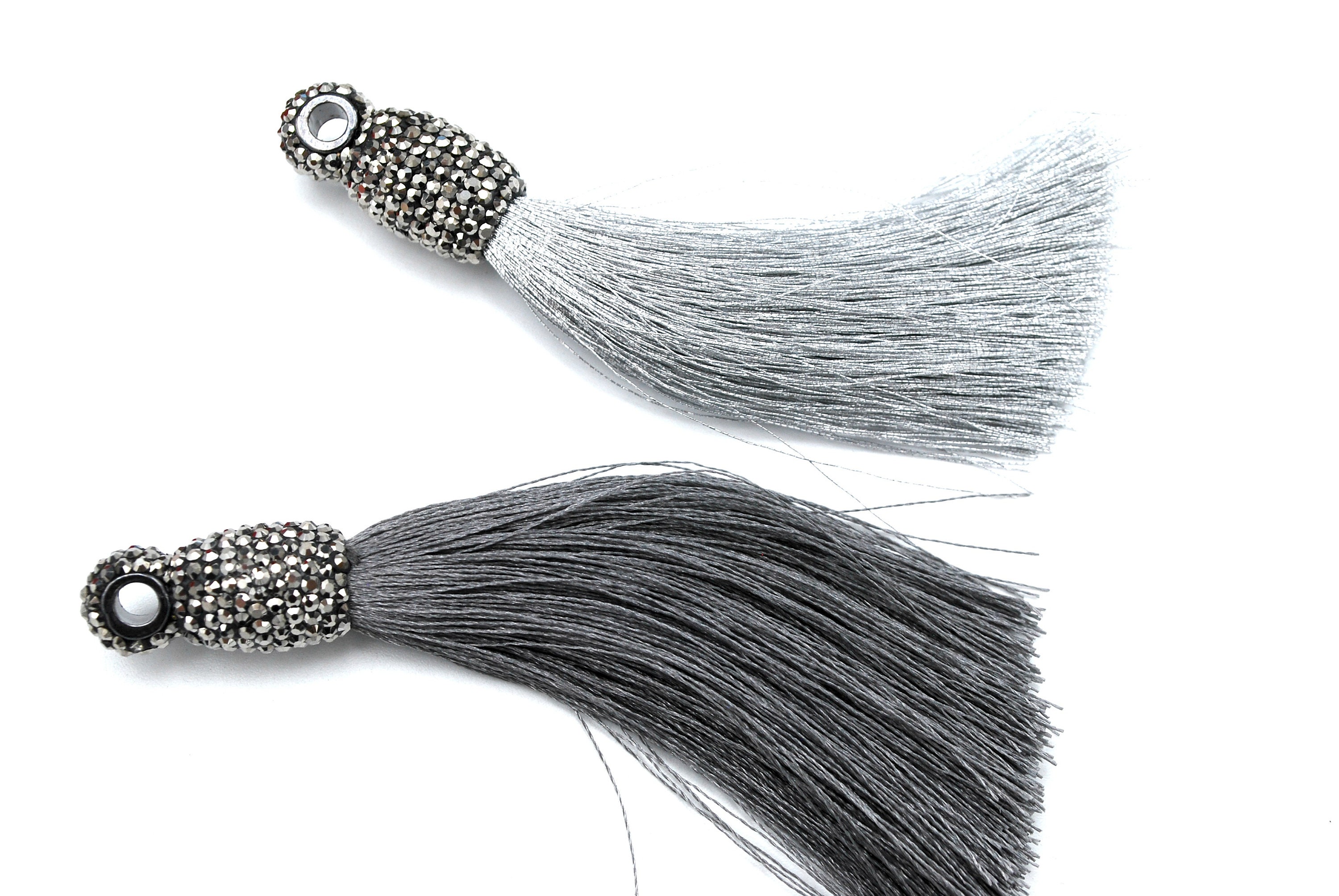 3 1/2 Inch Silk Tassel With Grey Crystal Old Stock Turkey Silk - Etsy