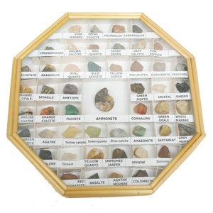 Gemstone Collection Box Vintage Mineral Specimen Sample Gift for Rock ...