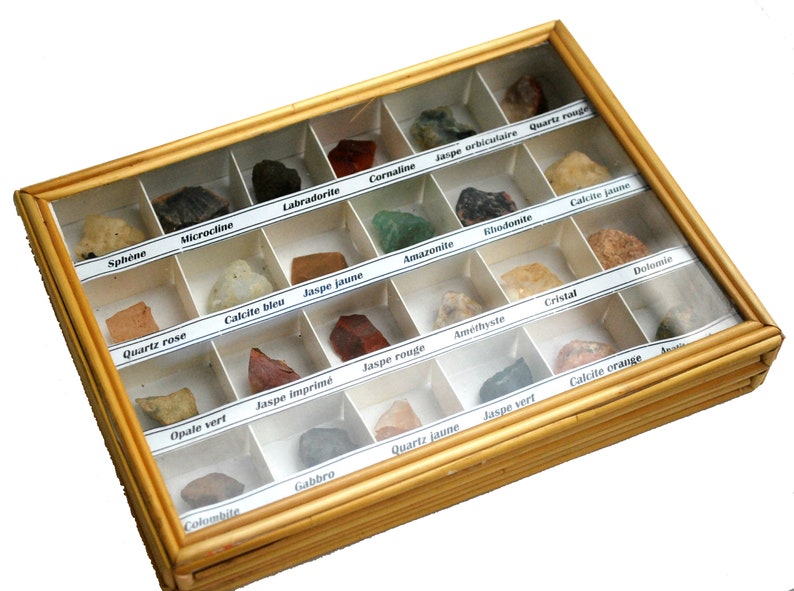 Gemstone Collection Box vintage mineral specimen sample gift | Etsy