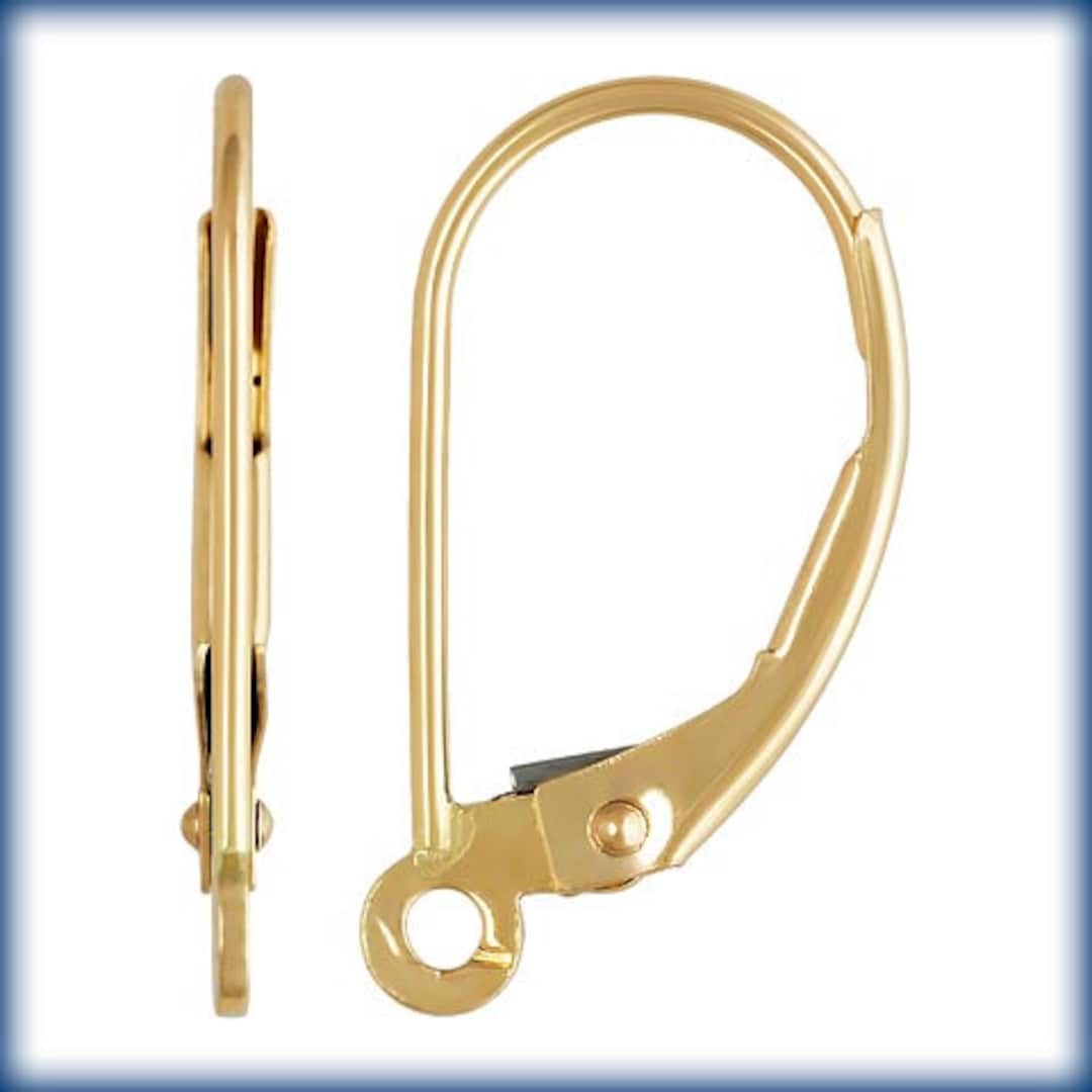 14kt Solid Gold Lever Back Ear Wire 17mm X 9mm Jewelry Making Findings ...