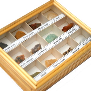 Gemstone Collection Box Vintage Mineral Specimen Sample Gift for Rock ...