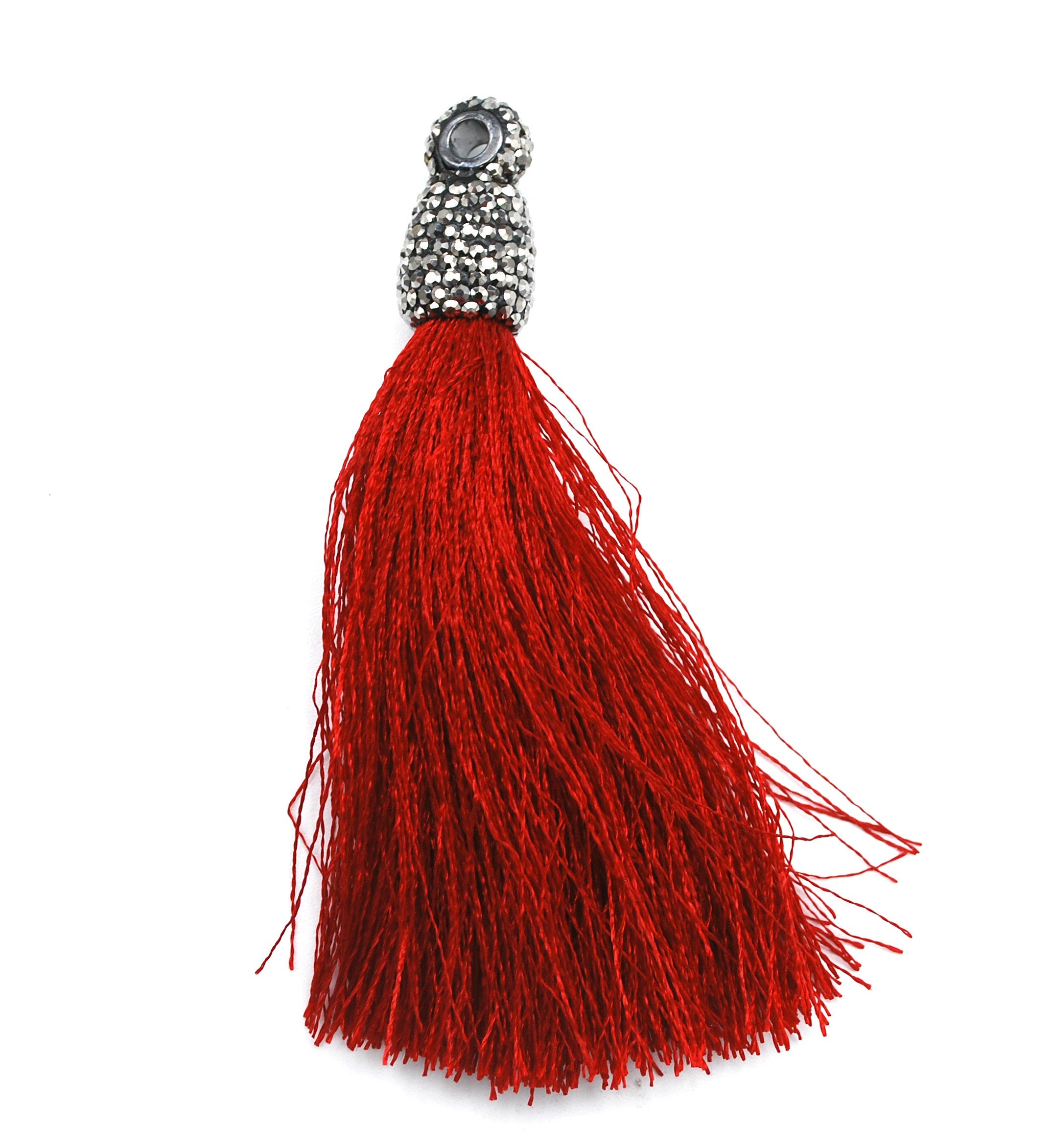 3 1/2 Inch Silk Tassel With Grey Crystal Old Stock Turkey Silk - Etsy