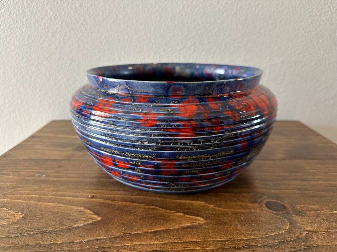 Splatter Pottery Red and Blue Planter - Etsy