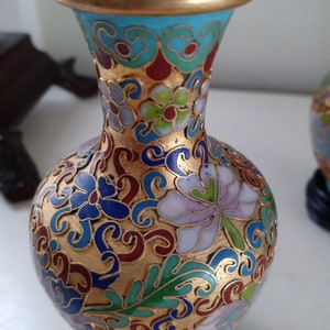 A Pair of Small Champleve Cloisonne Vases - Etsy