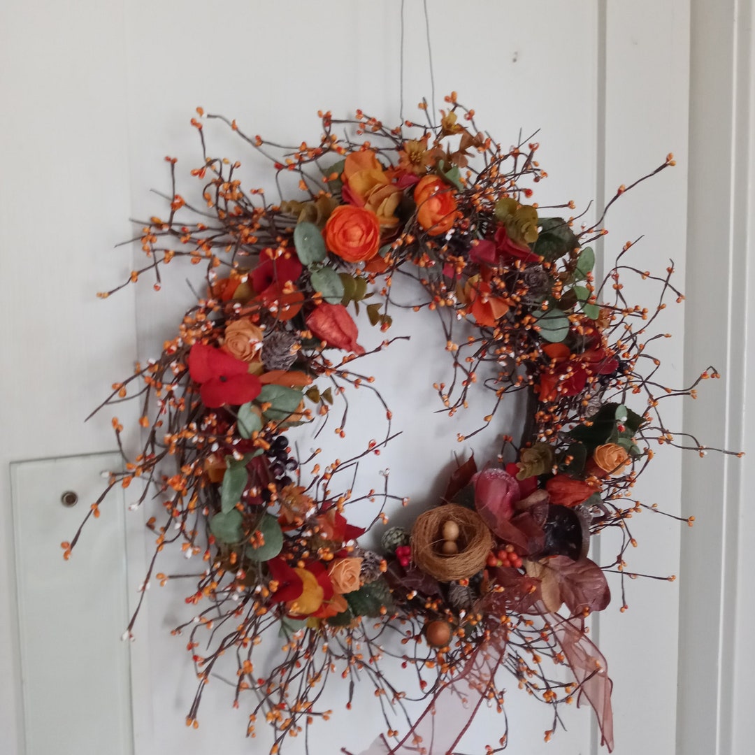Vintage Pip Berry Fall Wreath With Nest - Etsy