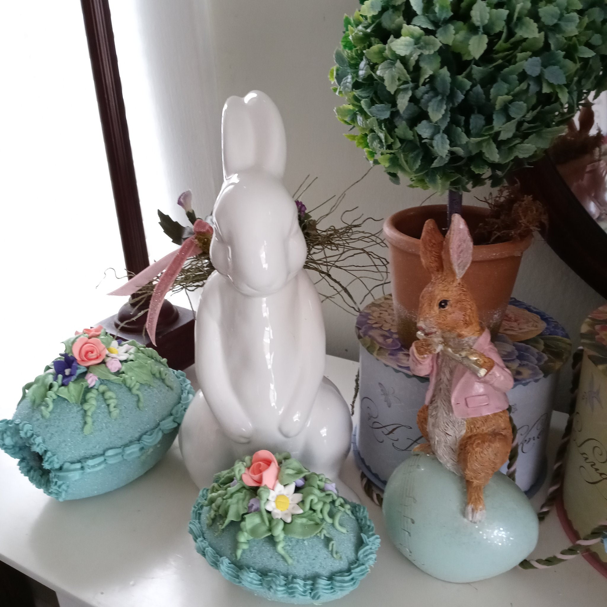 Rae Dunn White Porcelain Rabbit Planter | Etsy