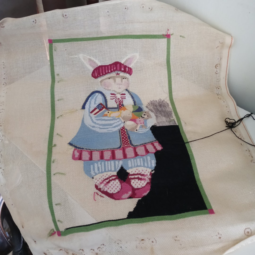 Needlepoint Dressed Rabbit Unfinished Canvas - Etsy