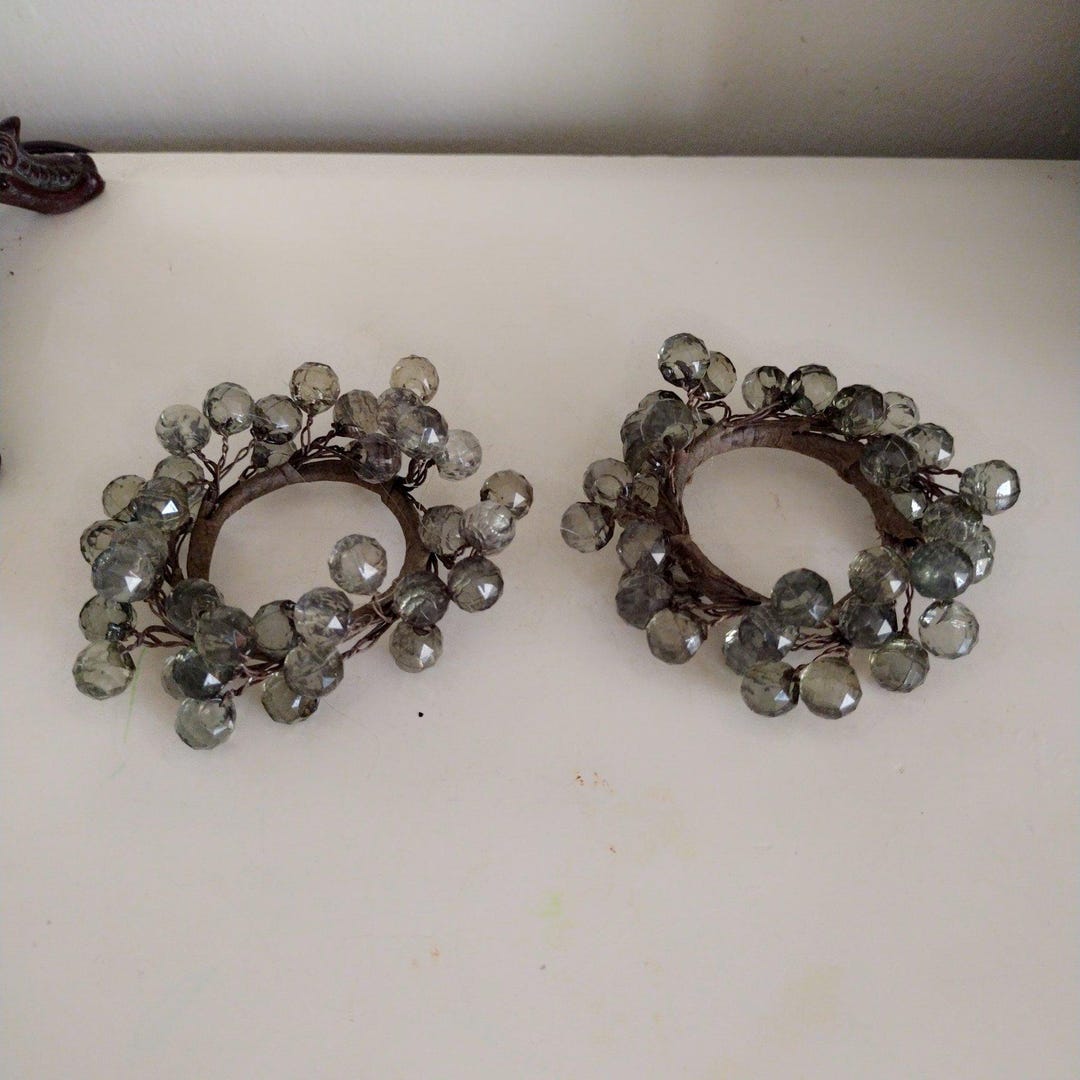 Beaded Candle Wreath Bobeche Pair - Etsy