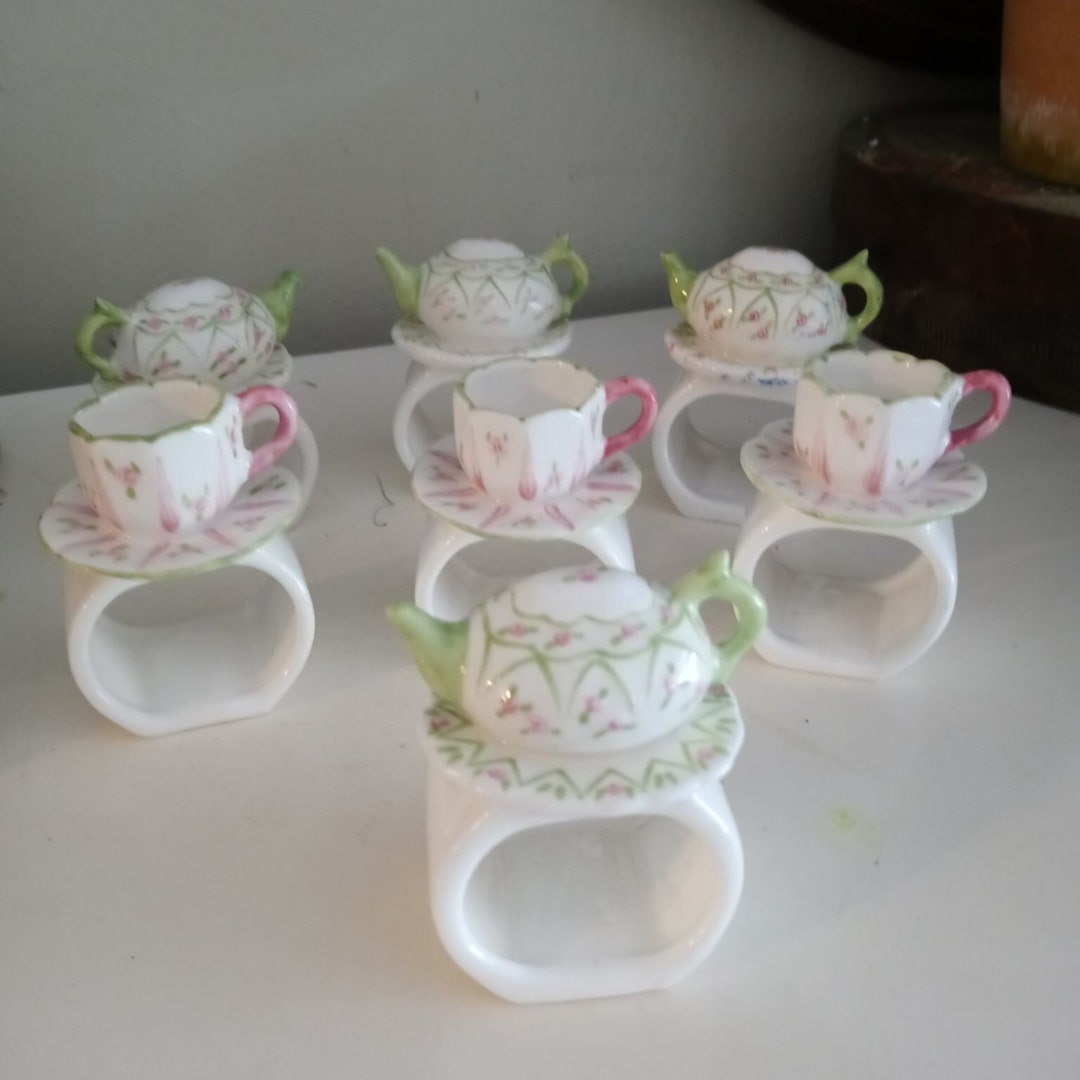 Set of 7 Bone China Napkin Rings - Etsy