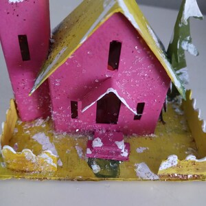 Pink Small Cardboard Christmas Putz House - Etsy