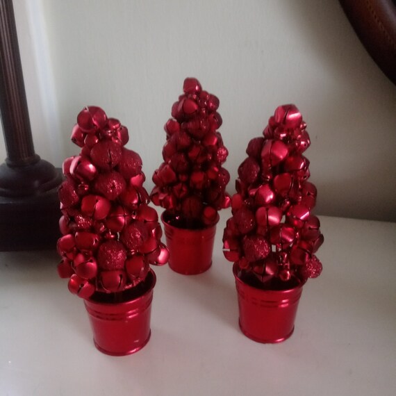 Set of Three Miniature jingle Bell Red Christmas | Etsy