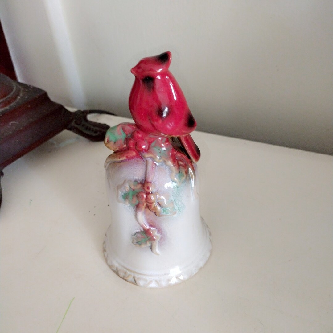 Ceramic Bell With Bird Cardinal - Etsy