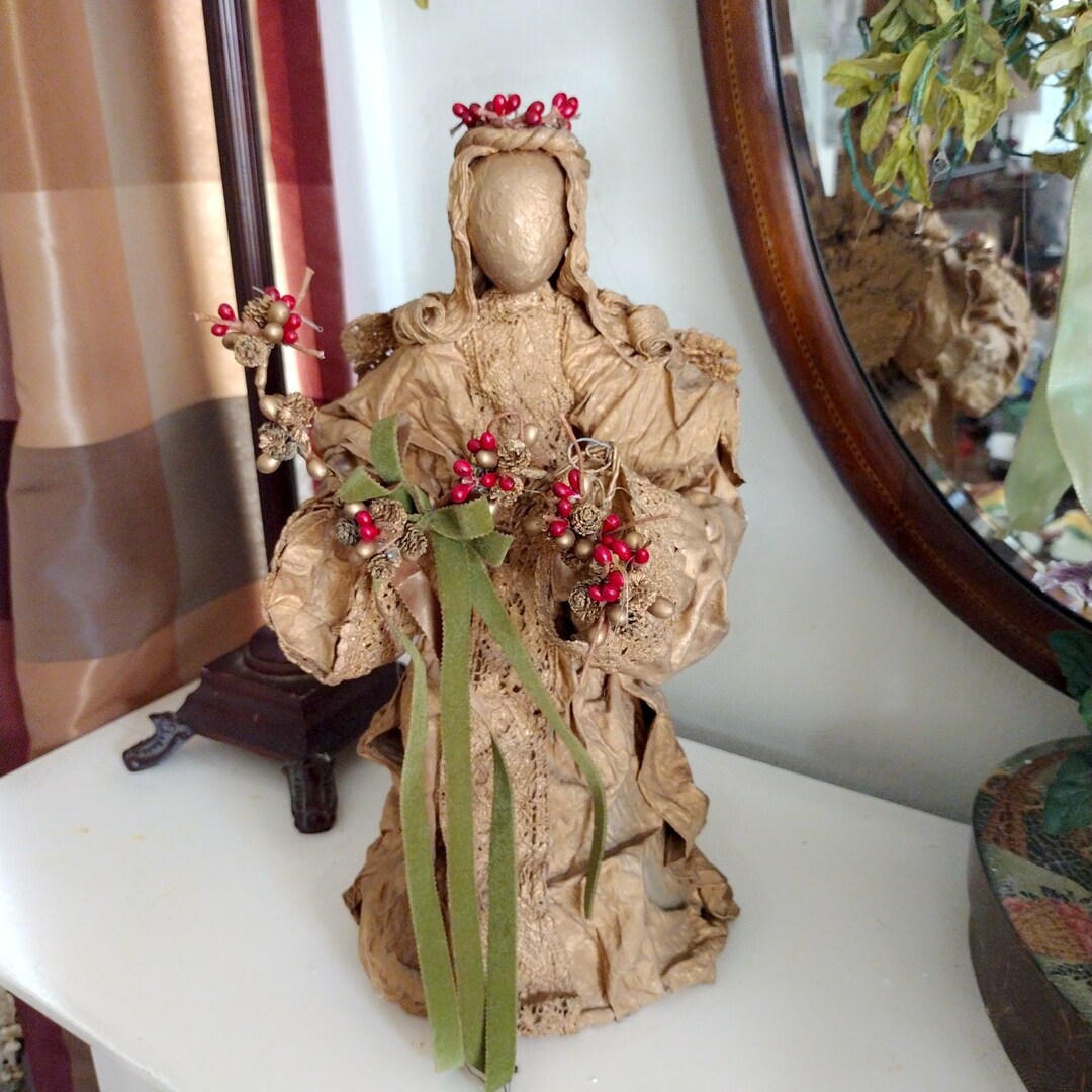 Vintage Paper Mache Angel Tree Topper Gold Etsy vintage-paper-mache-angel-tree-topper-gold-etsy