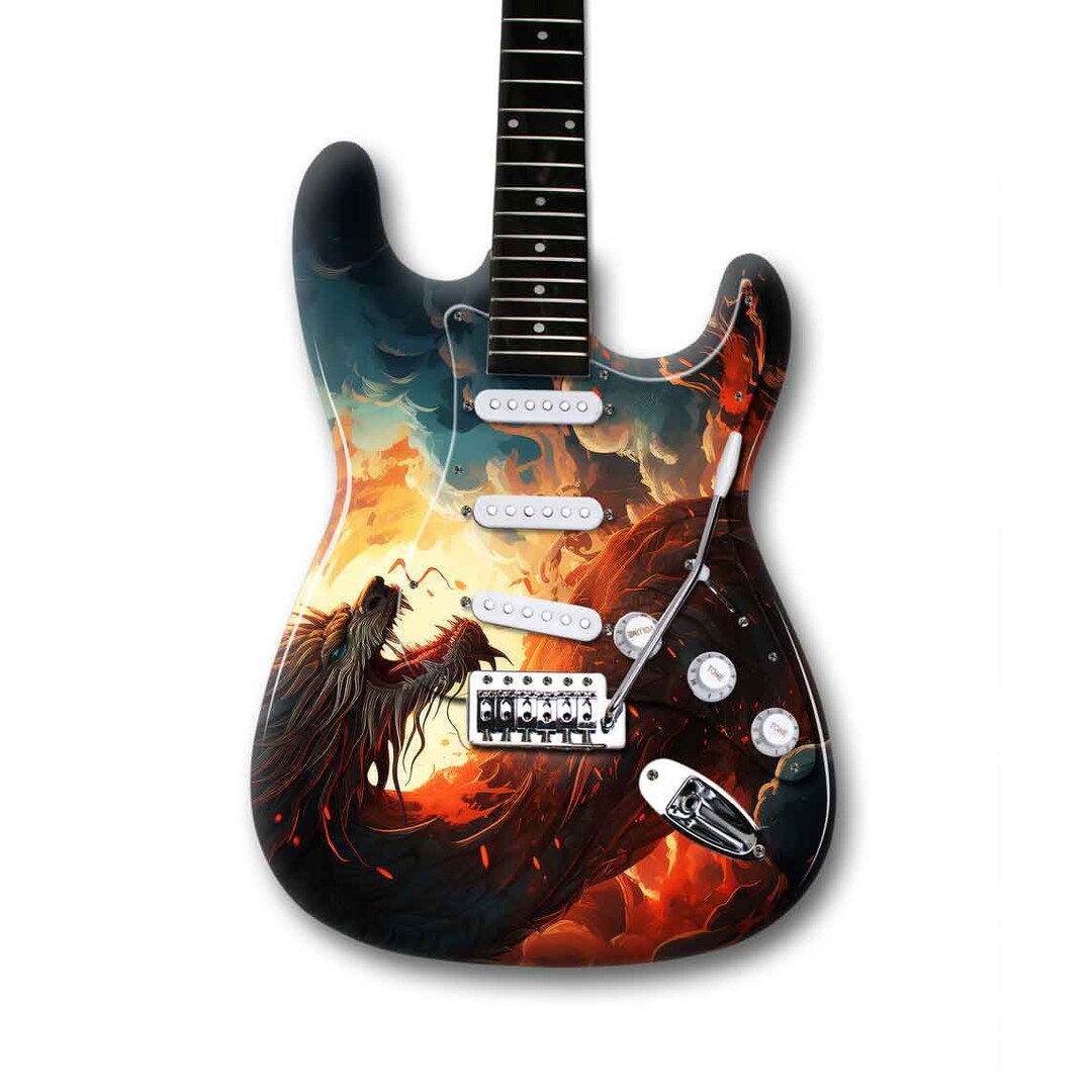 Dragon Guitar Skin Wrap | Laminated Vinyl Cover, Universal Fit - Etsy