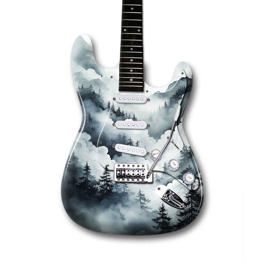 Guitar Skin Wrap | 50x60cm Laminated Guitar Cover | Forest in the Fog ...