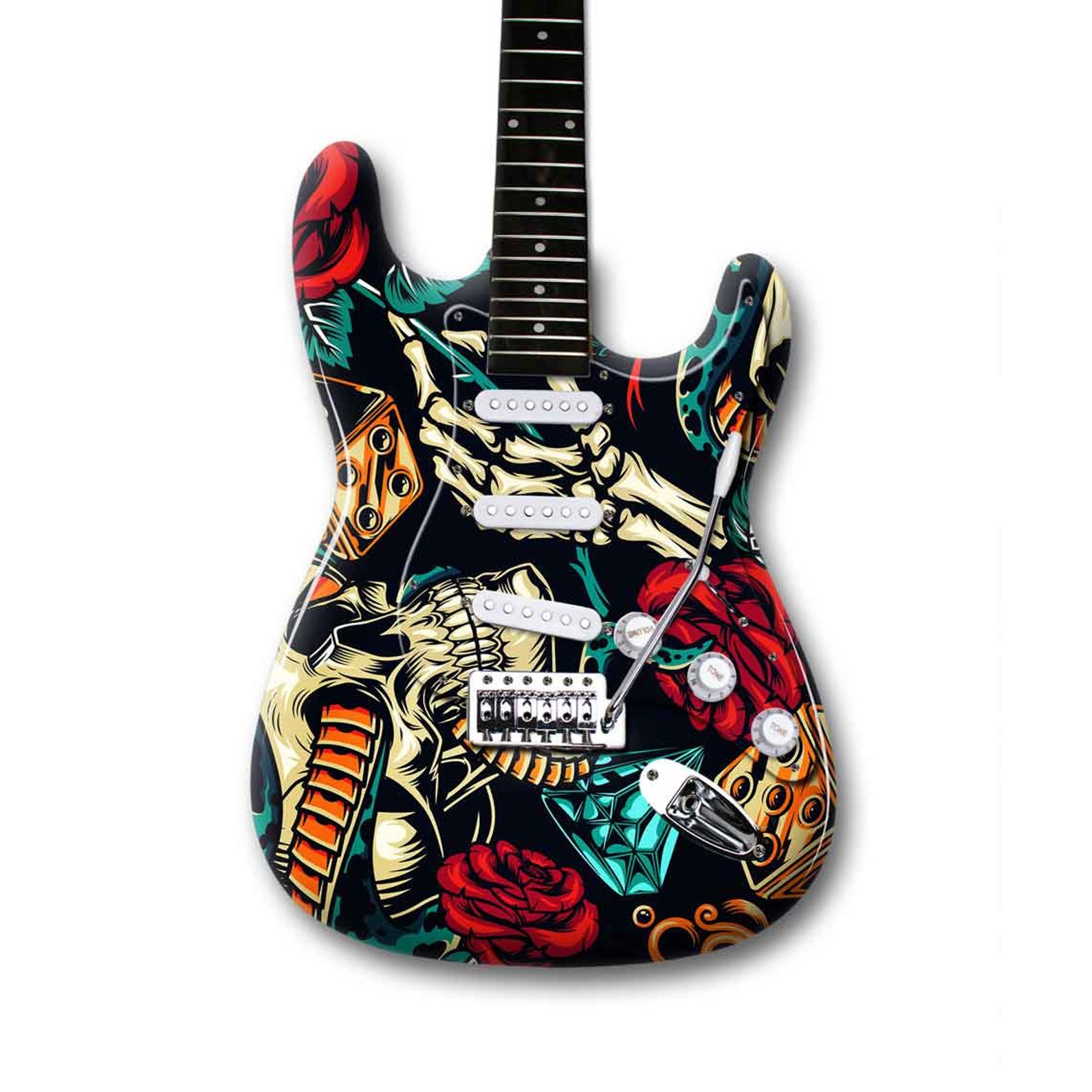 Guitar Skin Wrap | 50x60cm Laminated Guitar Cover | Snake Skulls Theme ...