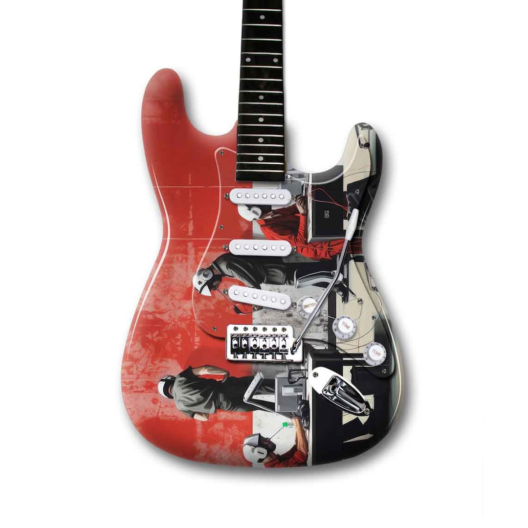 Bansky Art-inspired Custom Guitar Skin Wrap 50x60 Cm. | Laminated Vinyl ...