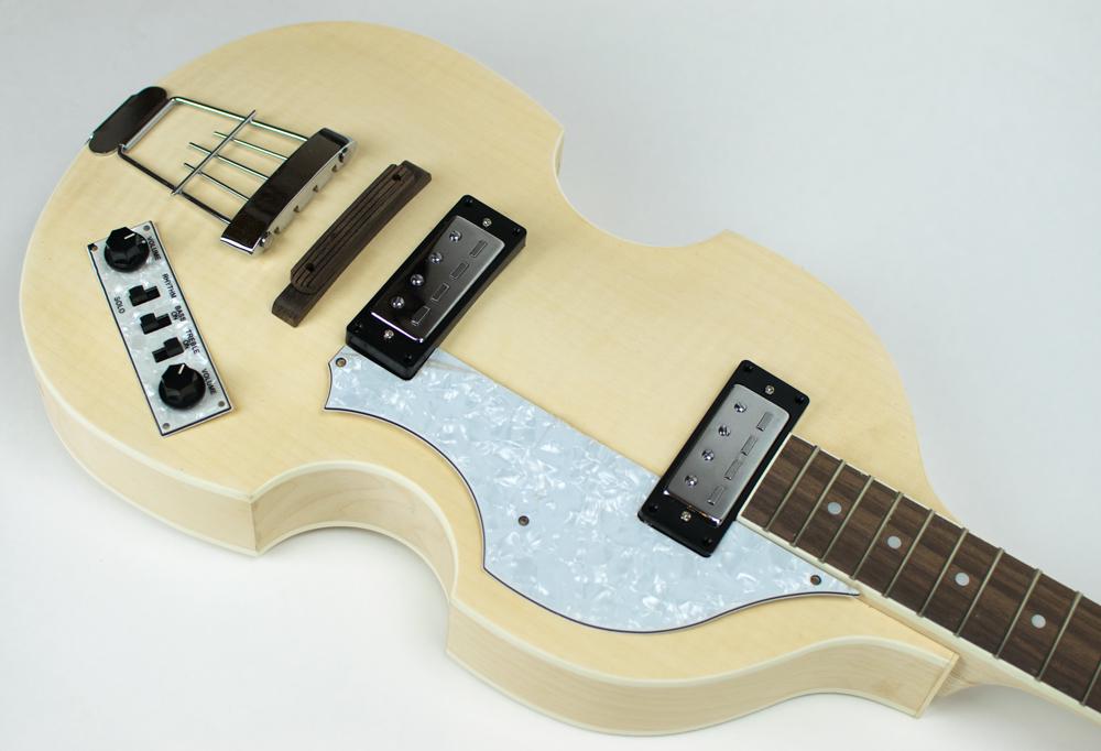 Diy Bass Guitar Kit - Hofner Violon Style With Flame Maple Top - Build ...