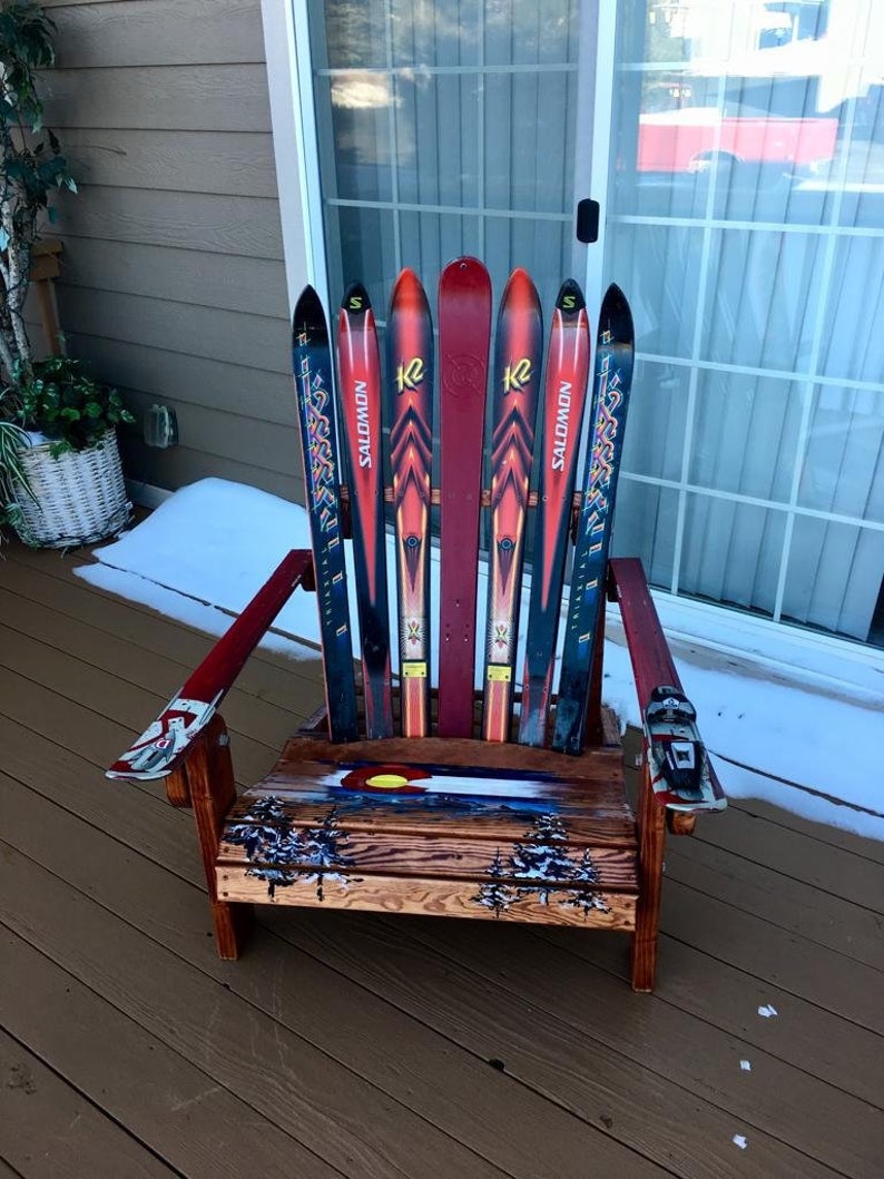 Handmade Adirondack Ski Chair - Custom Colorado Flag Painting - Folds ...