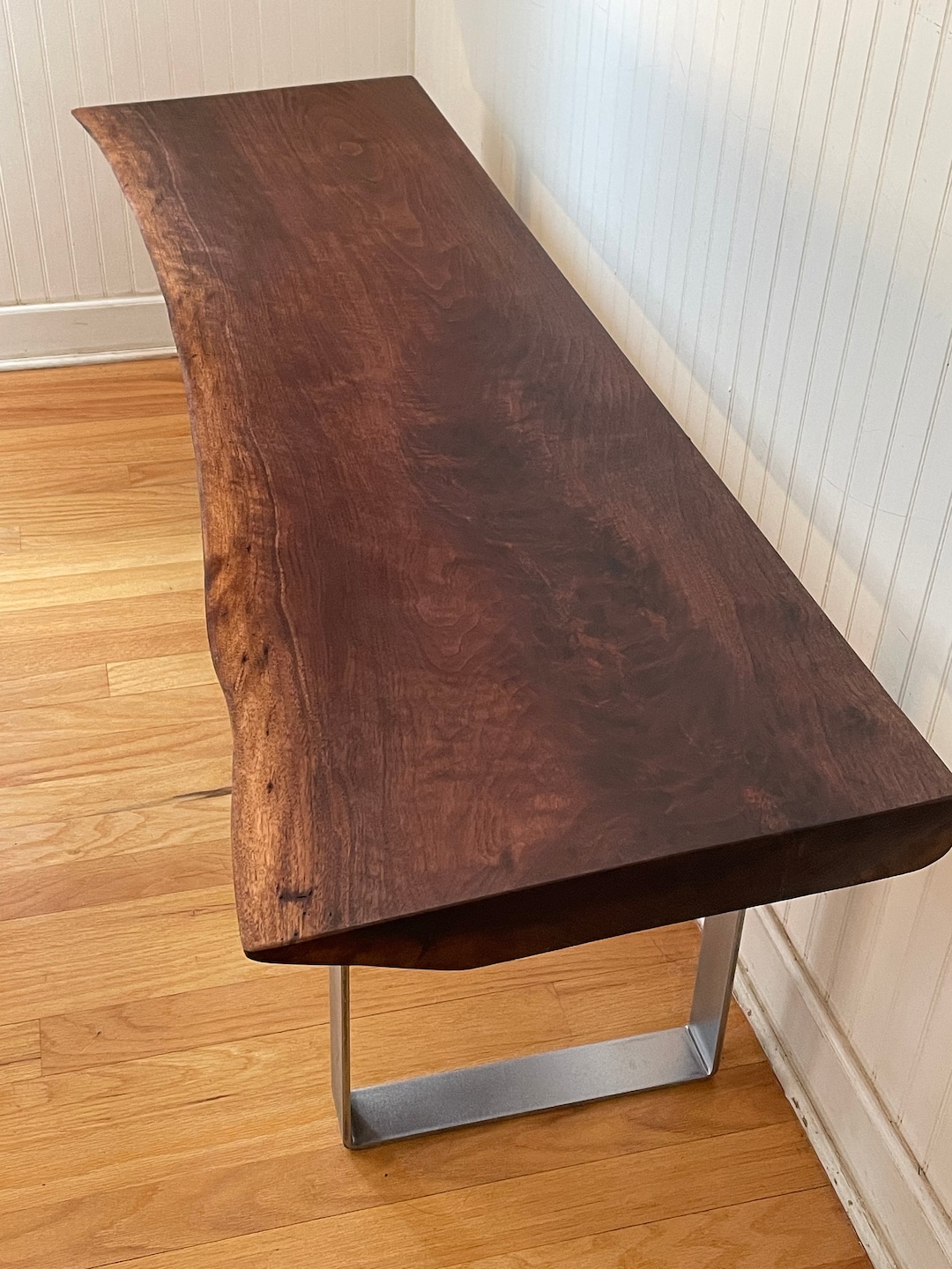 A Live Edge Bench of Black Walnut - Etsy