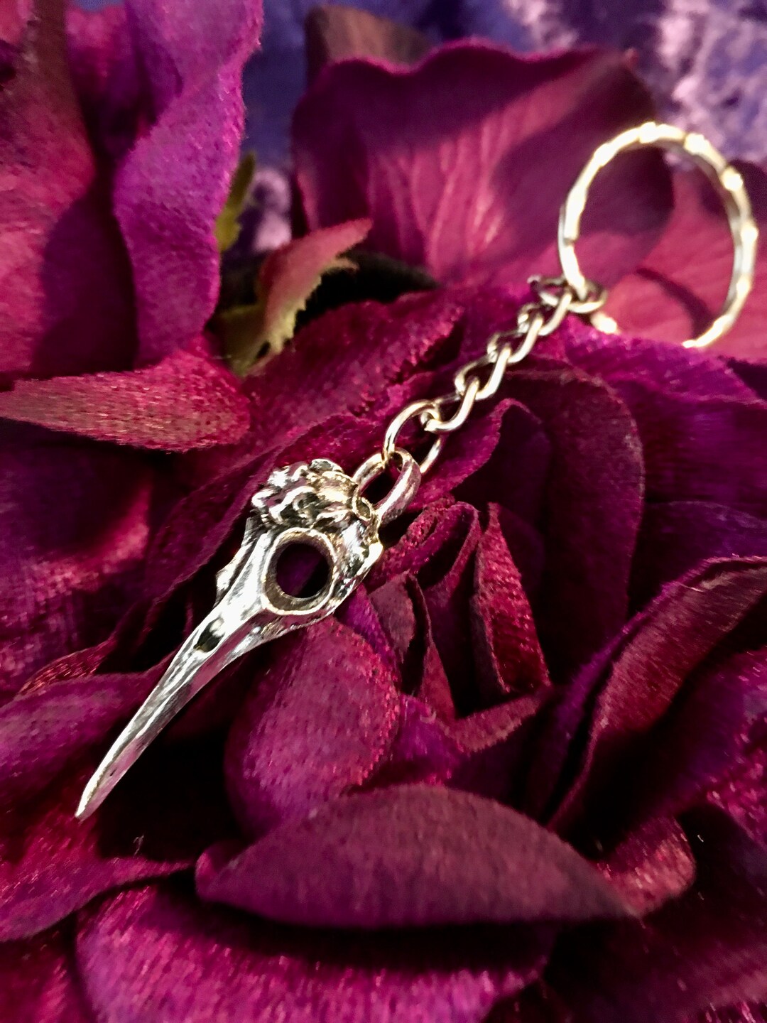 Raven Skull Keyring, Crows Skull Keychain, Bird Skull, Nevermore, Edgar ...